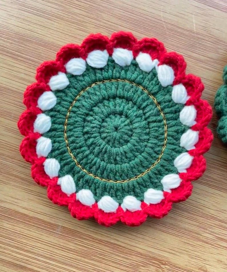 Crochet Christmas Coasters | Handmade, Table Decor, Festive Gift for ...