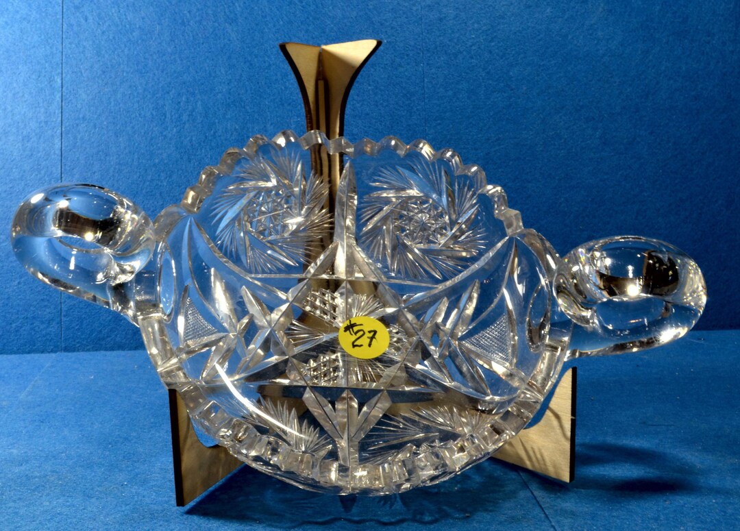 American Brilliant Cut Glass Bowel With Handles - Etsy