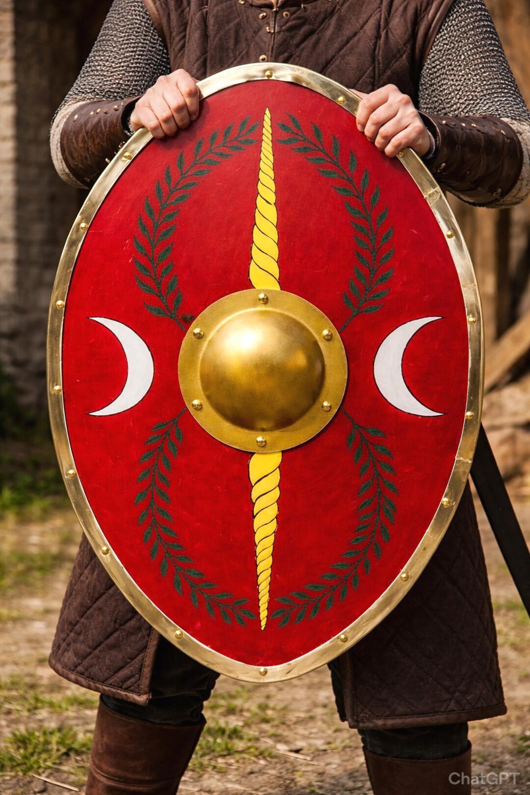 Roman Scutum Shield Red Oval – Medieval Functional Armor for LARP ...