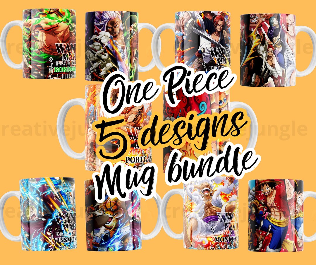 5-pack ONE PIECE Mug Wrap Designs | PNG Templates for Sublimation ...