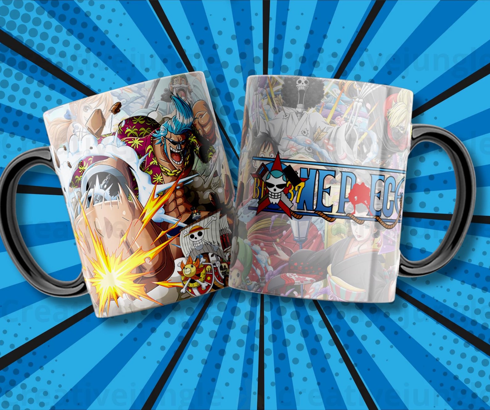 One Piece Mug Wrap Design Duo | PNG Templates for Sublimation | 11oz ...