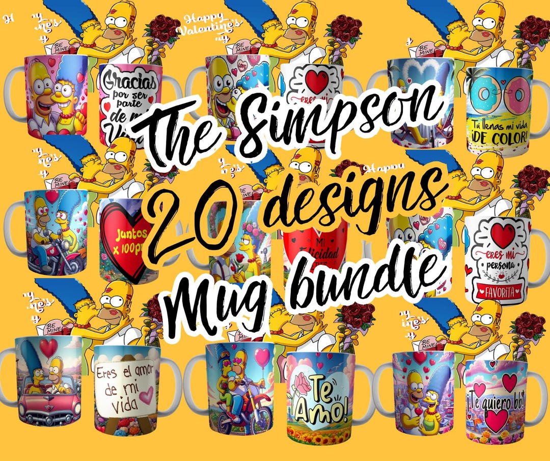 20 PNG and Editable Templates for the Simpsons Mug Wrappers, Ideal for ...