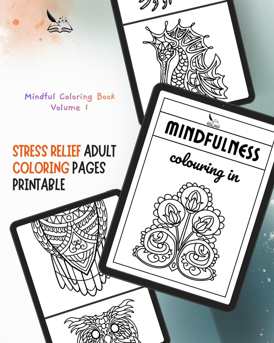 Mindful Coloring Book Volume 1: Stress Relief Adult Coloring Pages ...