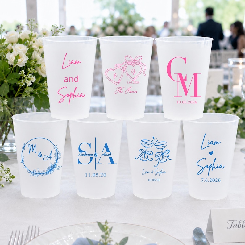 Personalized Wedding Cups, Custom Frosted Plastic Cups, Wedding Favor ...
