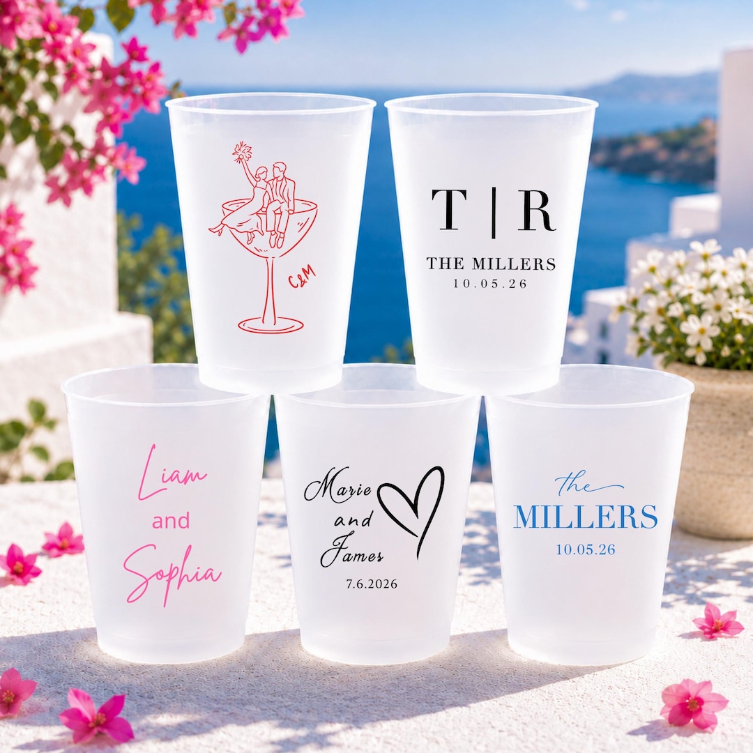 Personalized Wedding Cups, Custom Frosted Plastic Cups, Wedding Favor ...
