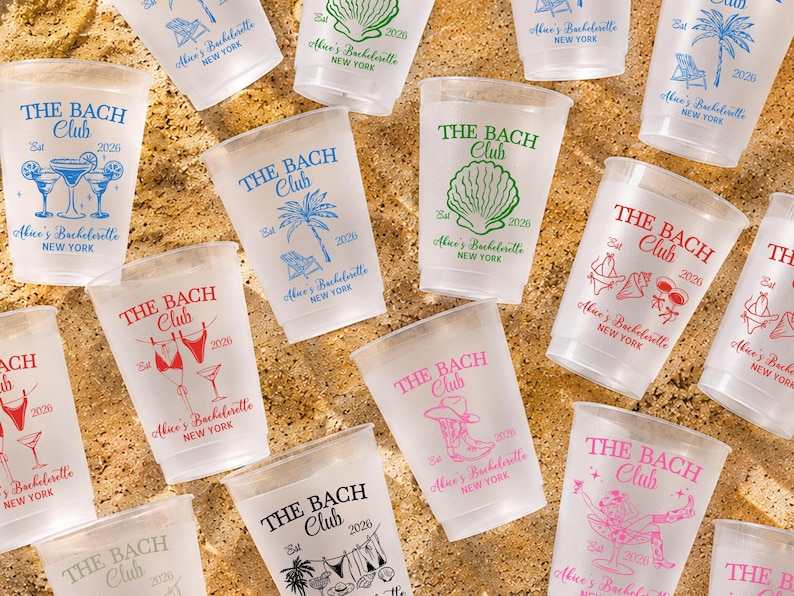 Personalized Frosted Cups, Beach Club Pool Party Summer Vacation Cups ...