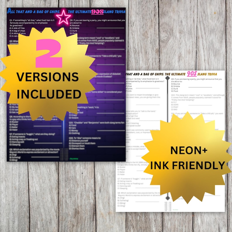 90s Slang Trivia Game Printable, Retro Quiz for Born in the 90s ...