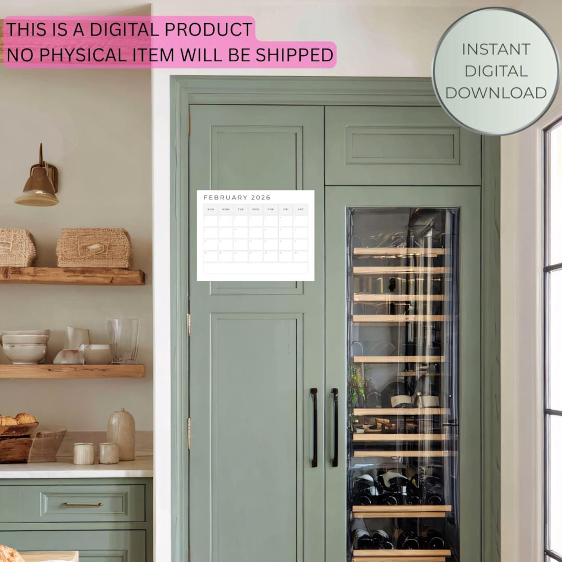 February 2026 Digital Calendar-5 File Formats PDF Powerpoint JPG PNG ...