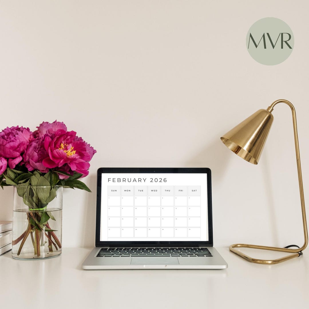 February 2026 Digital Calendar-5 File Formats PDF Powerpoint JPG PNG ...