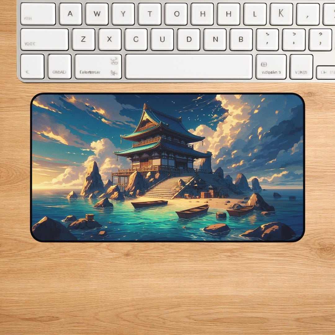 Ocean Shrine Desk Mat - Japanese Island Temple Mouse Pad - Etsy Australia