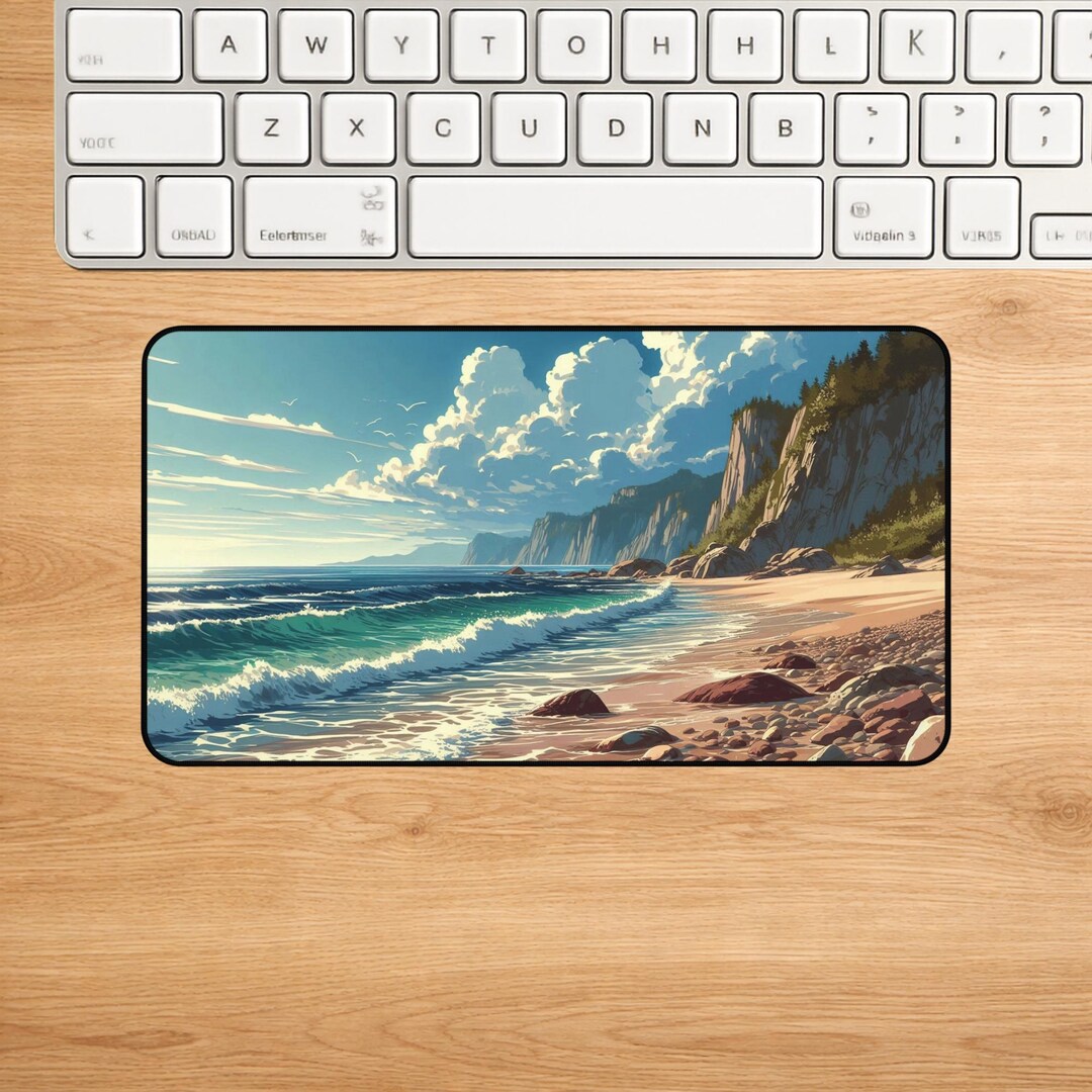 Coastal Cliff Beach Scene Desk Mat - Seascape Waves Mousepad - Etsy