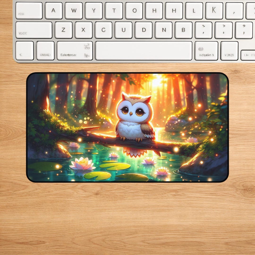 Loft Owl Desk Mat - Magical Anime Forest Mousepad - Etsy