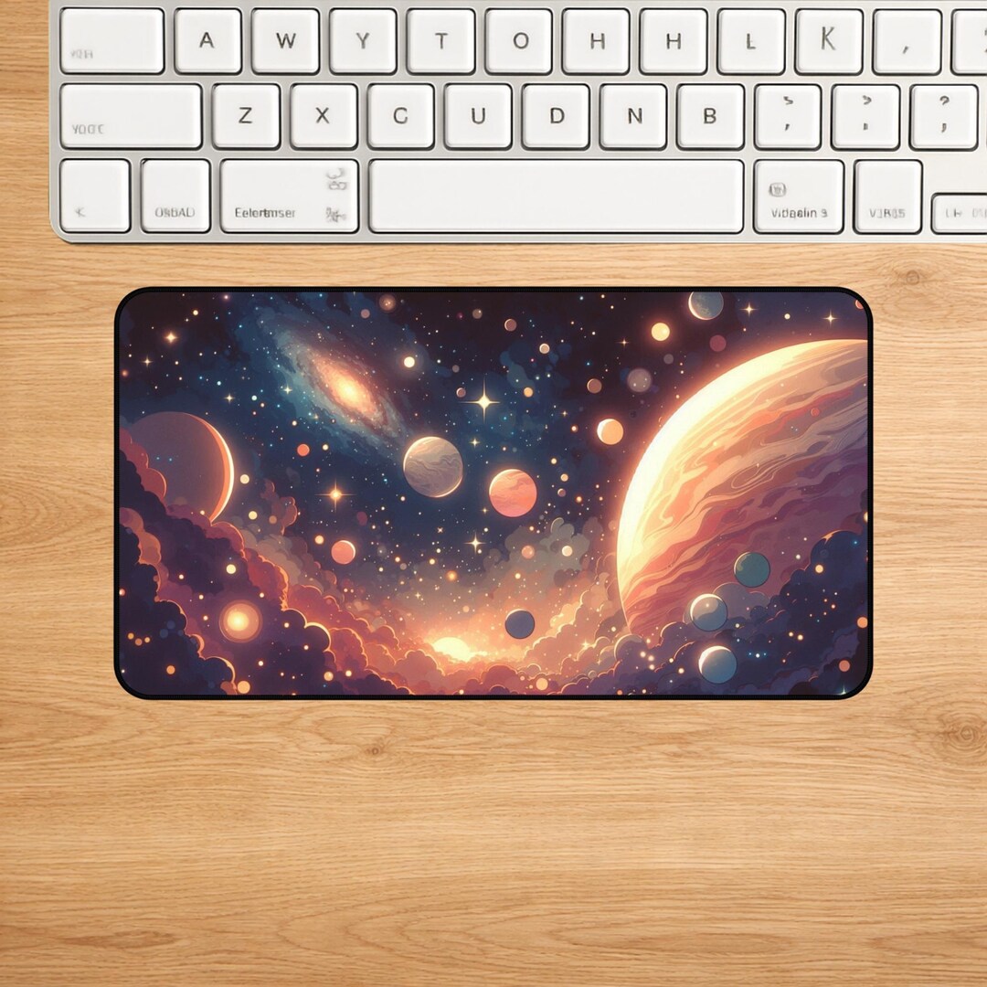 Dreamy Cosmic Loft Anime Mouse Pad - Space Desk Mat,galaxy Planets ...