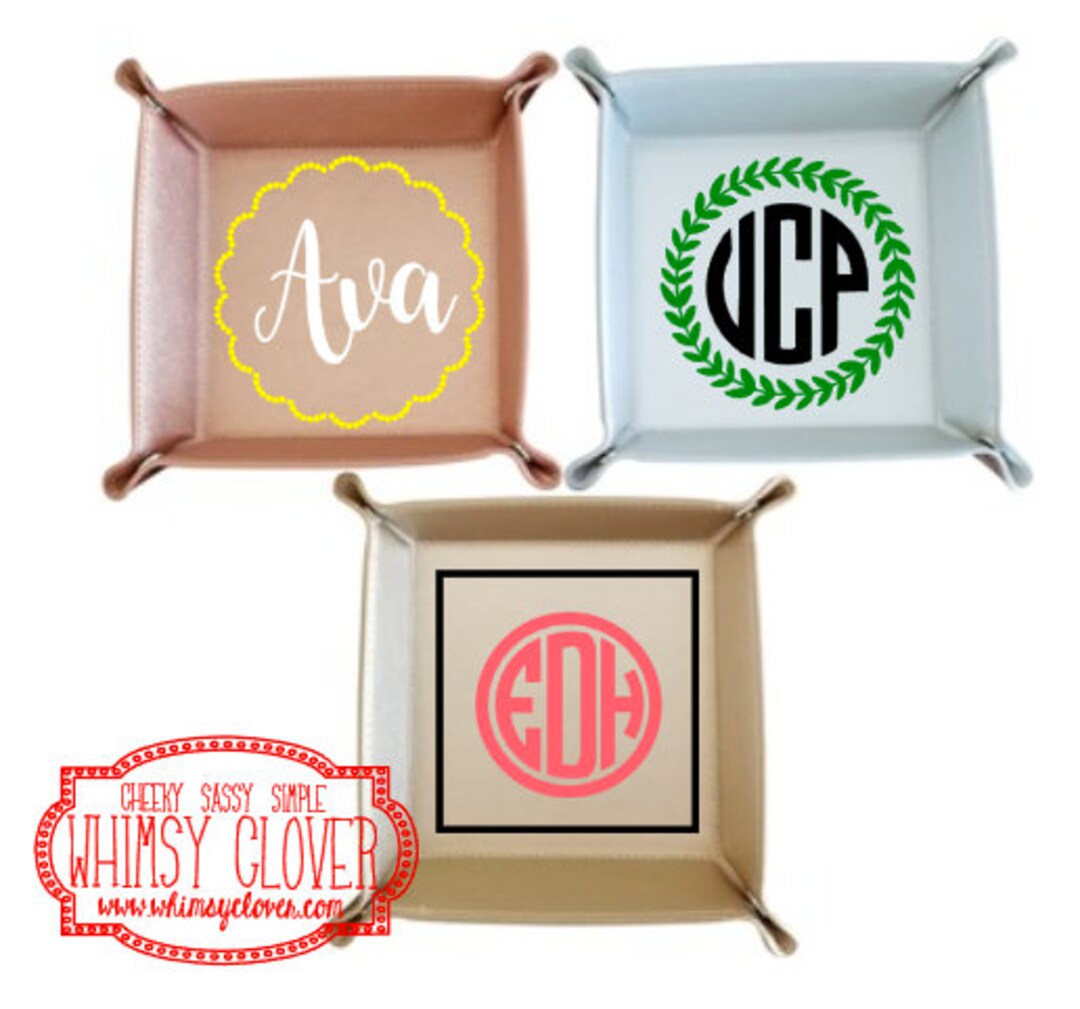 Monogrammed Valet Vegan Leather Catch All Tray, Personalized Custom ...