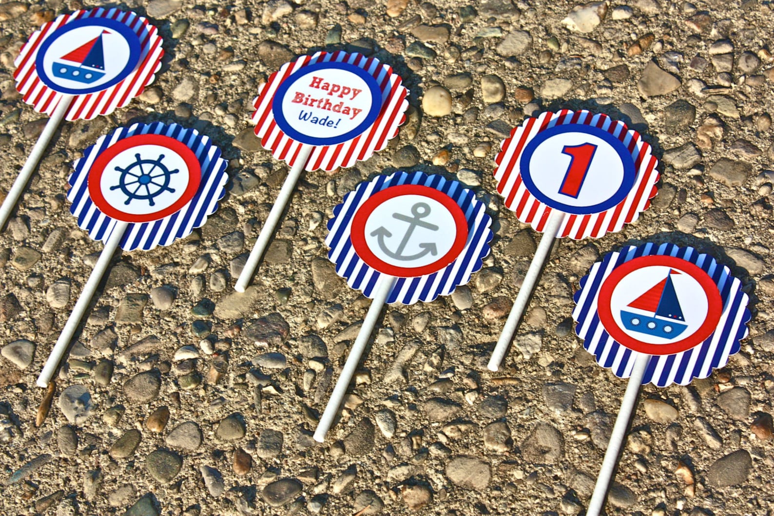 Nautical Themed Cupcake Toppers | Etsy