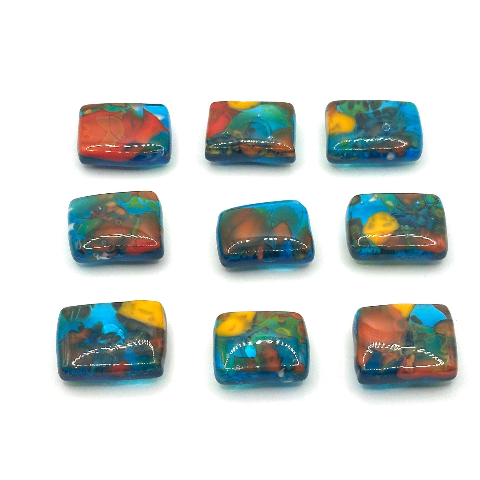 Fused Glass Refrigerator Magnets, Colorful Handmade Art, Set of 9 - Etsy