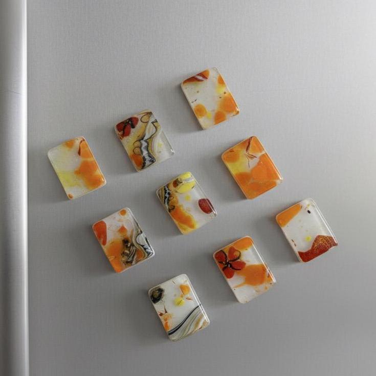 Fused Glass Refrigerator Magnets, Colorful Handmade Art, Set of 9 - Etsy