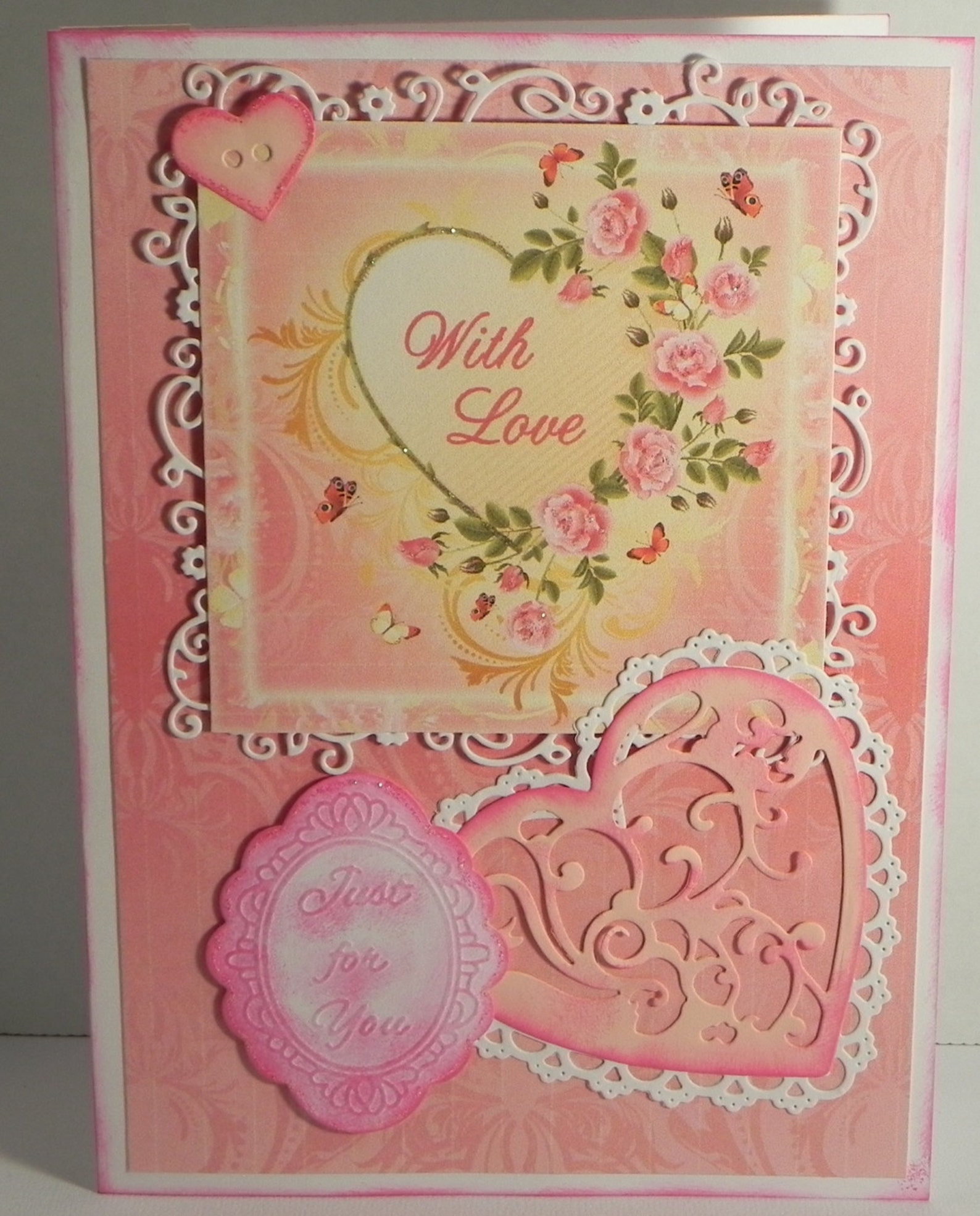 Pink With Love Just for You Any Occasion Card With Matching Gift Tag ...