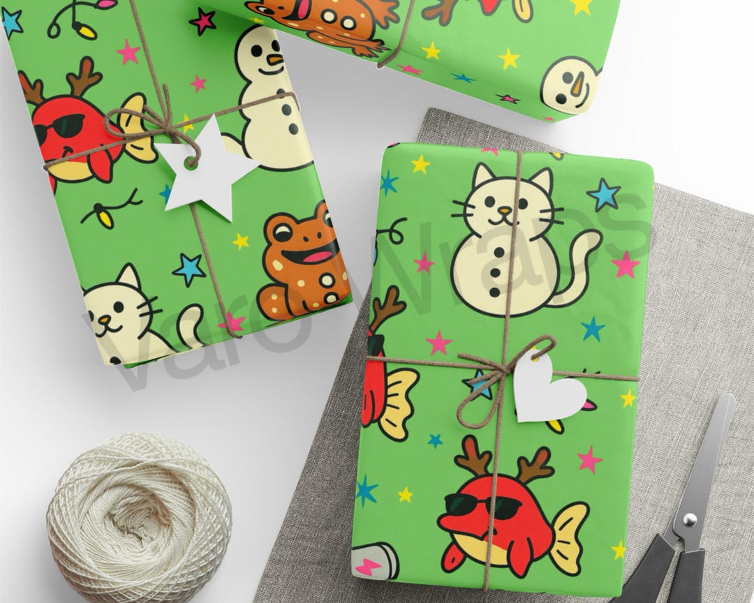 Holiday Animals Christmas Wrapping Paper | Fun Cute Christmas Gift Wrap ...