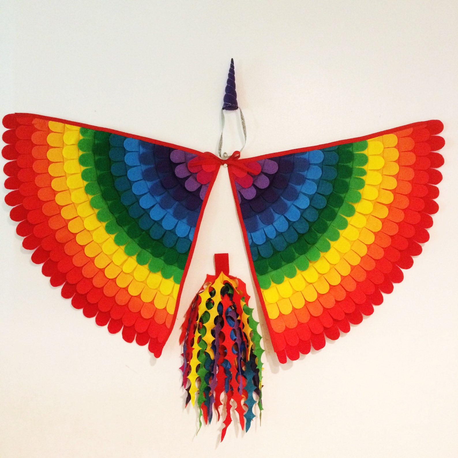 Red Rainbow Alicorn Costume Set, 3 Piece / Magical Horn, Flappable ...
