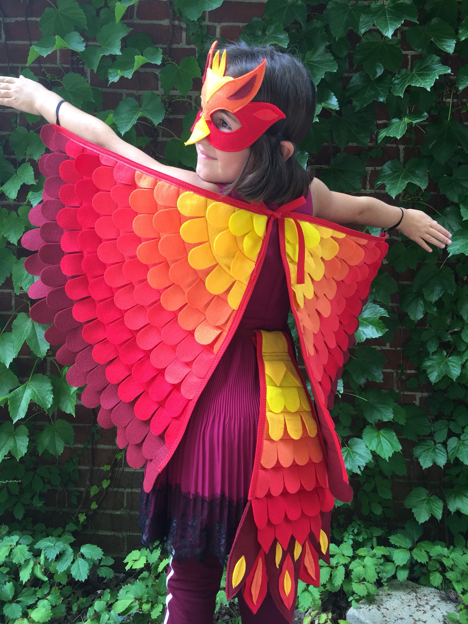 Phoenix Costume Set 3 Piece/ Felt Mask Flappable Wings and | Etsy UK