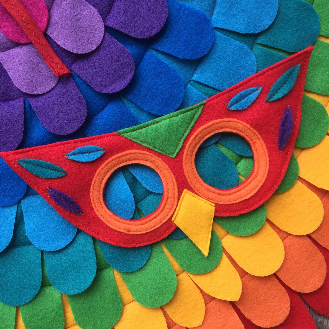 Red Rainbow Owl Costume Set / Owl Mask and Flappable Wings / - Etsy