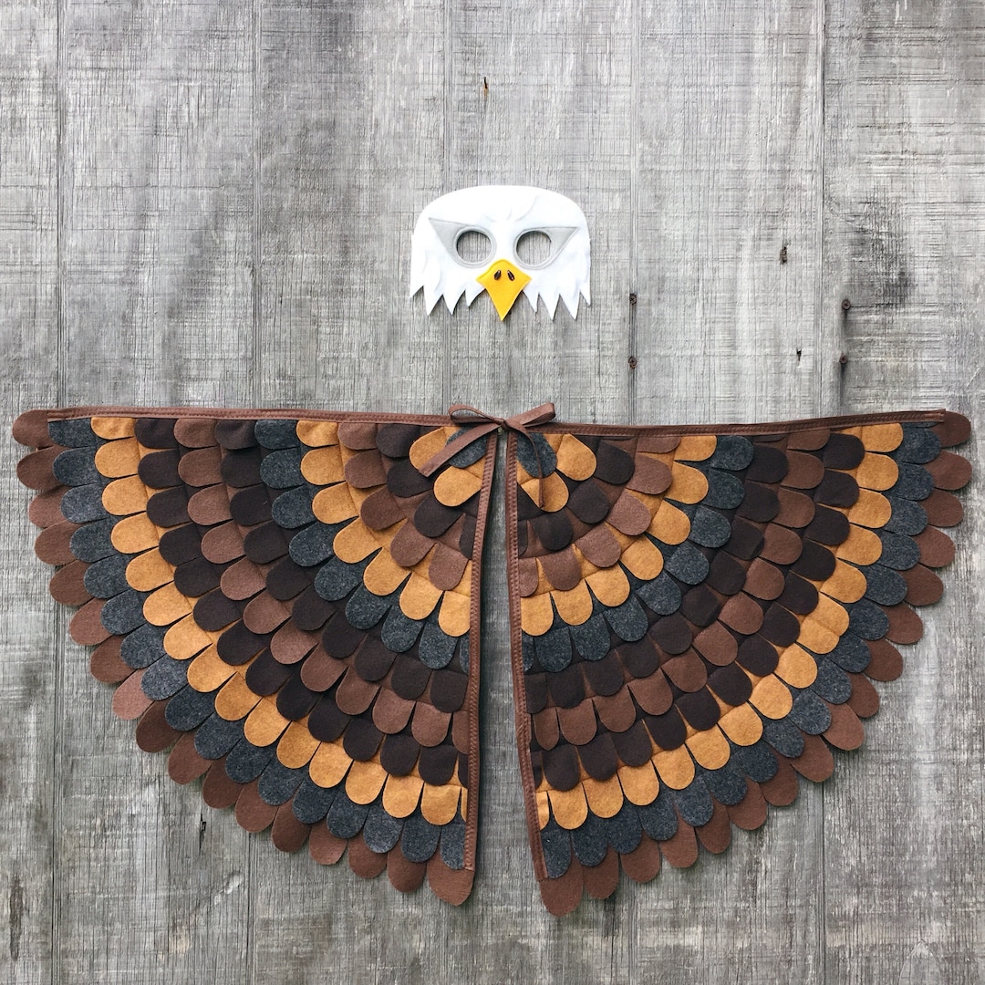 Bald Eagle Costume Set / Mask and Flappable Wings / Kids Eagle Costume ...