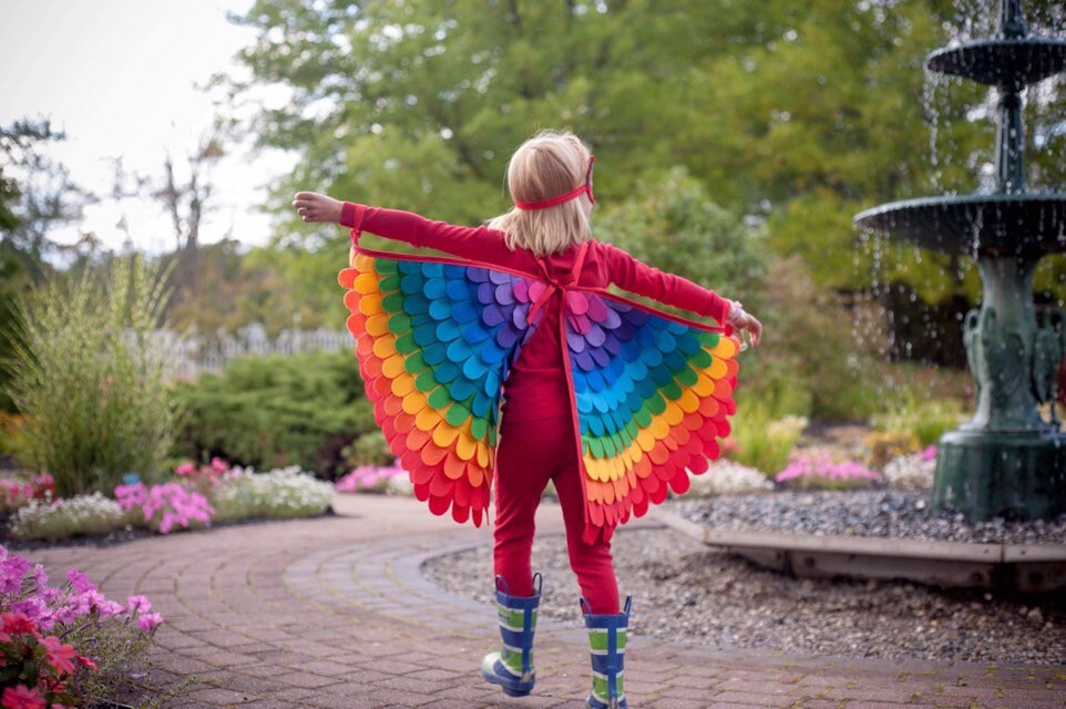 Rainbow Owl Costume Set / Wings and Mask / Vibrant Rainbow Colors ...