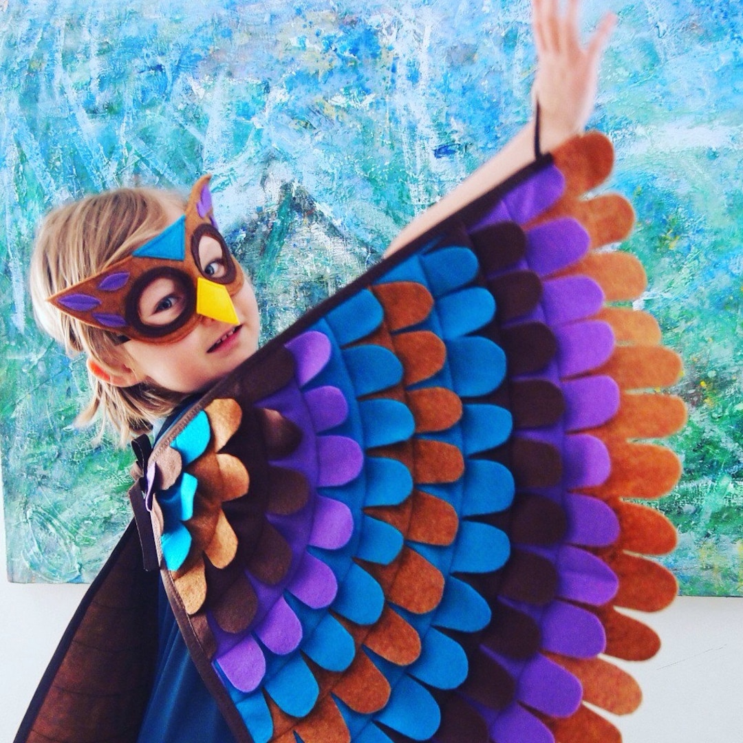 Owl Costume, Wings and Mask, Purple, Aqua and Brown, Owl Gift, Best ...