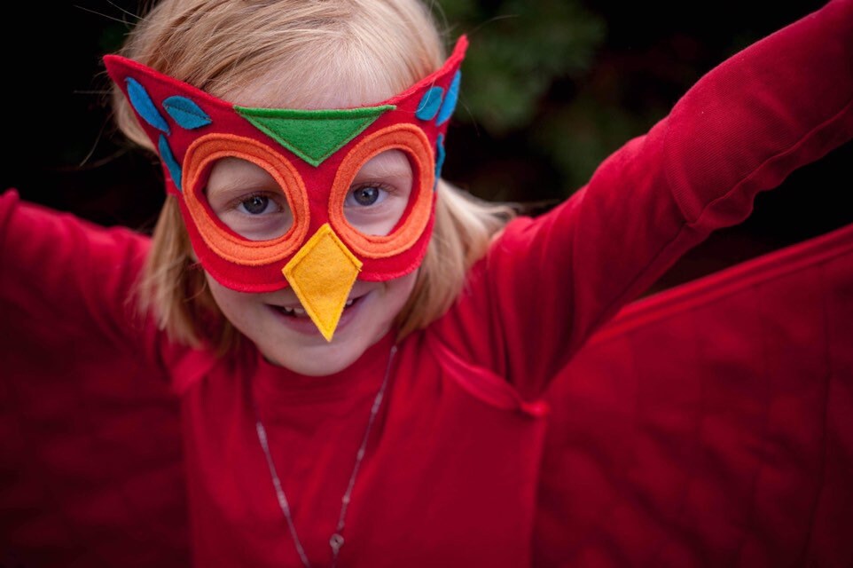 Rainbow Owl Costume Set / Wings and Mask / Vibrant Rainbow Colors ...