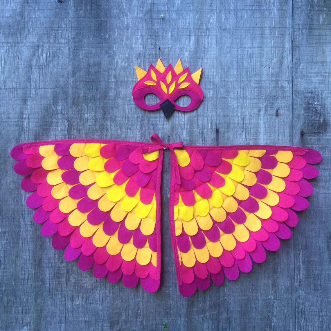 Yellow and Pink Parrot Costume / Mask and Fun Flappable Wings | Etsy
