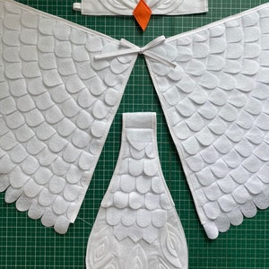 Crane Costume Set/ Set 3 Piece / Dove Felt Mask, Flappable Wings and ...