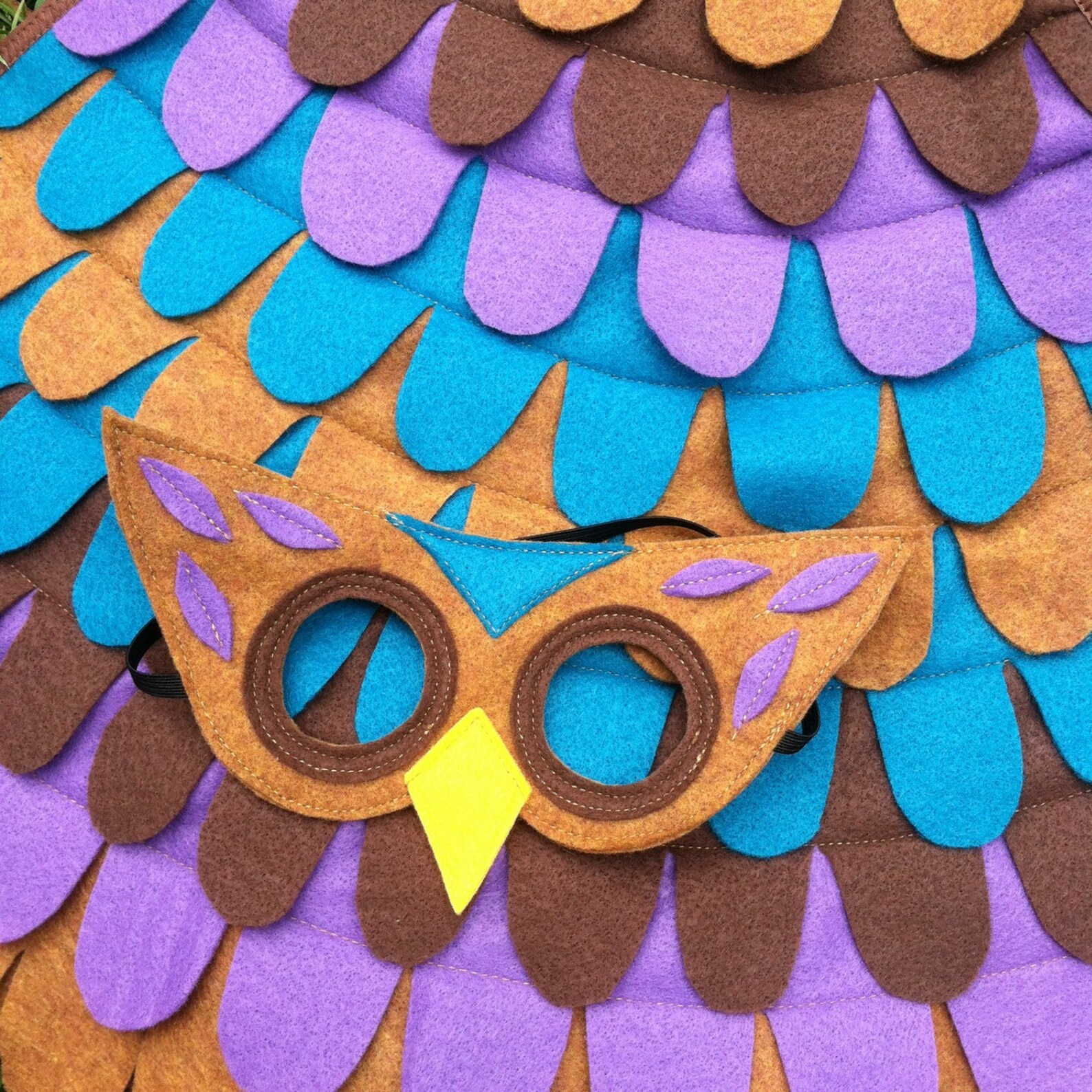 Owl Costume Wings and Mask Purple Aqua and Brown Owl Gift - Etsy