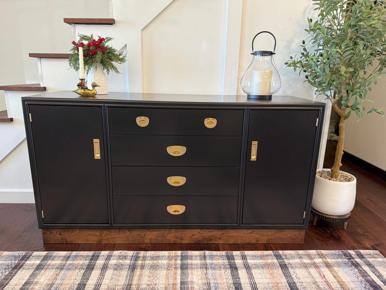 Refinished Drexel Sideboard/buffet-lacquered & Custom Maple Base - Etsy