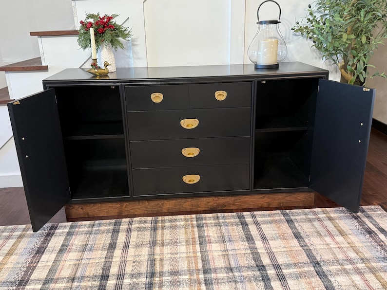 Refinished Drexel Sideboard/buffet-lacquered & Custom Maple Base - Etsy