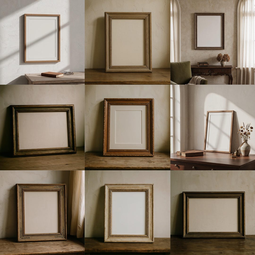 Vintage Frame Mockup Bundle, Rustic Old Fashioned, Photoshop Templates ...
