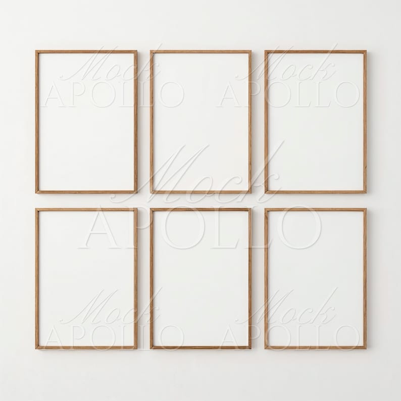 Frame Mockup, Gallery Wall, 6 Portrait Frames, ISO, Minimalistic Wood ...
