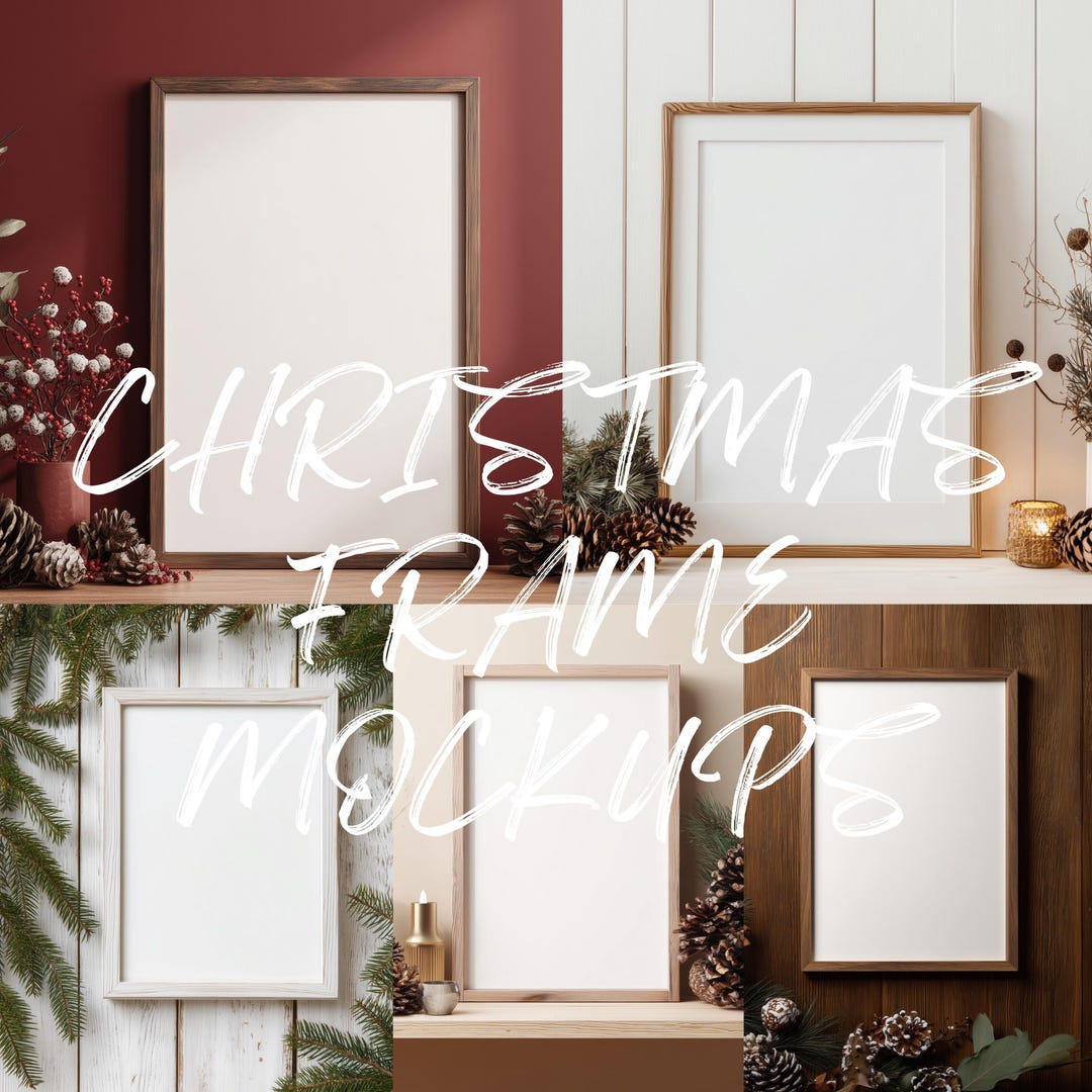 Christmas Frame Mockups Bundle for Shop Listing Photos, Set of 5 ...