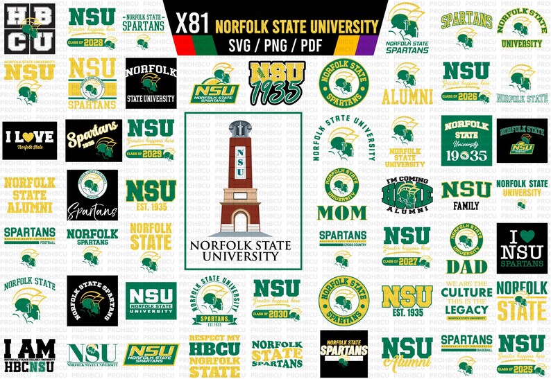 Norfolk State University Digital Svg Bundle Pack of 81 NSU Spartans Png ...