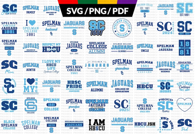 HBCU Pride Spelman College Svg Bundle Pack of 88 Spelman Png Designs ...