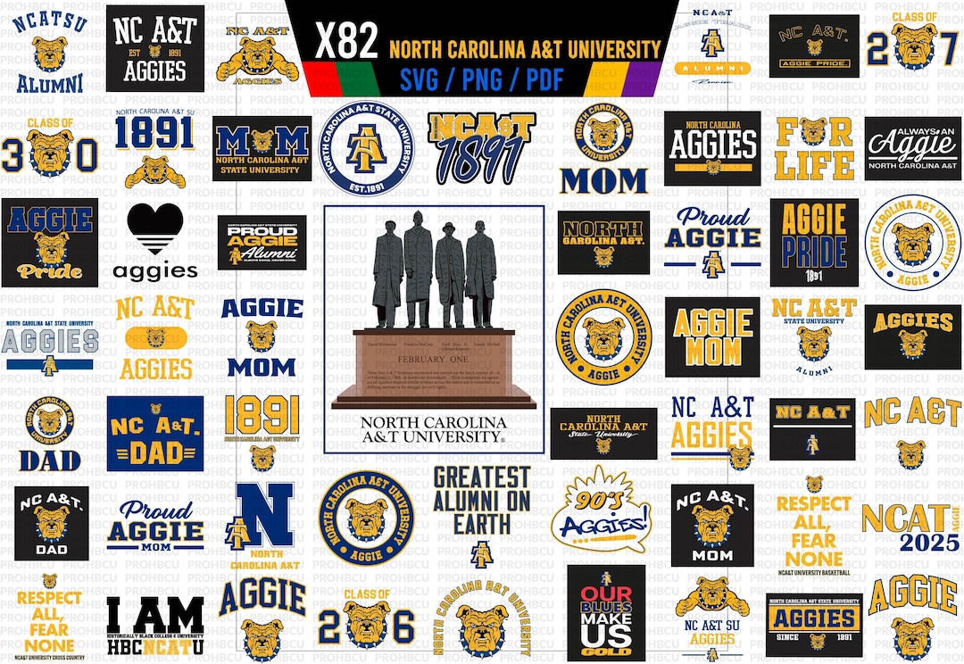 HBCU Pride North Carolina A&T University Svg Bundle Pack of 82 NCAT Png ...