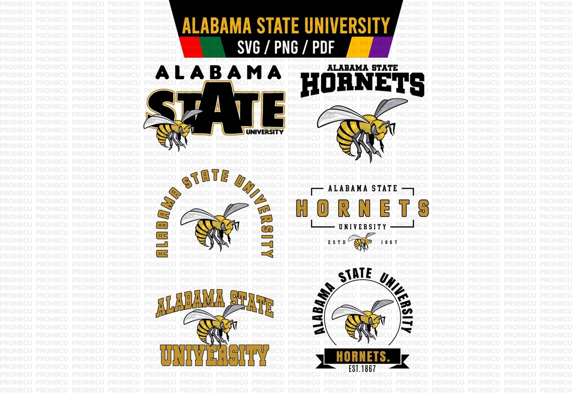 Alabama State Hornets Svg Designs Bundle Pack of 6 ASU Png Print ...