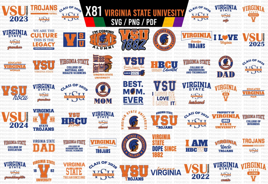 Virginia State University Digital Svg Bundle Pack of 81 VSU Png Print ...