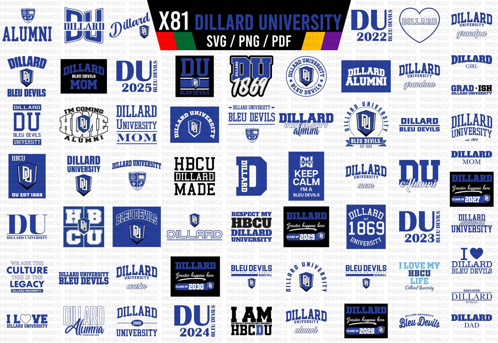 DILLARD University Digital Svg Bundle DU Bleu Devils Svg Designs DU ...