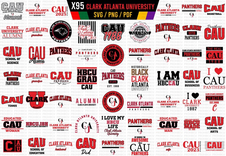 HBCU Pride Clark Atlanta University Svg Bundle Pack of 95 CAU Png Files ...