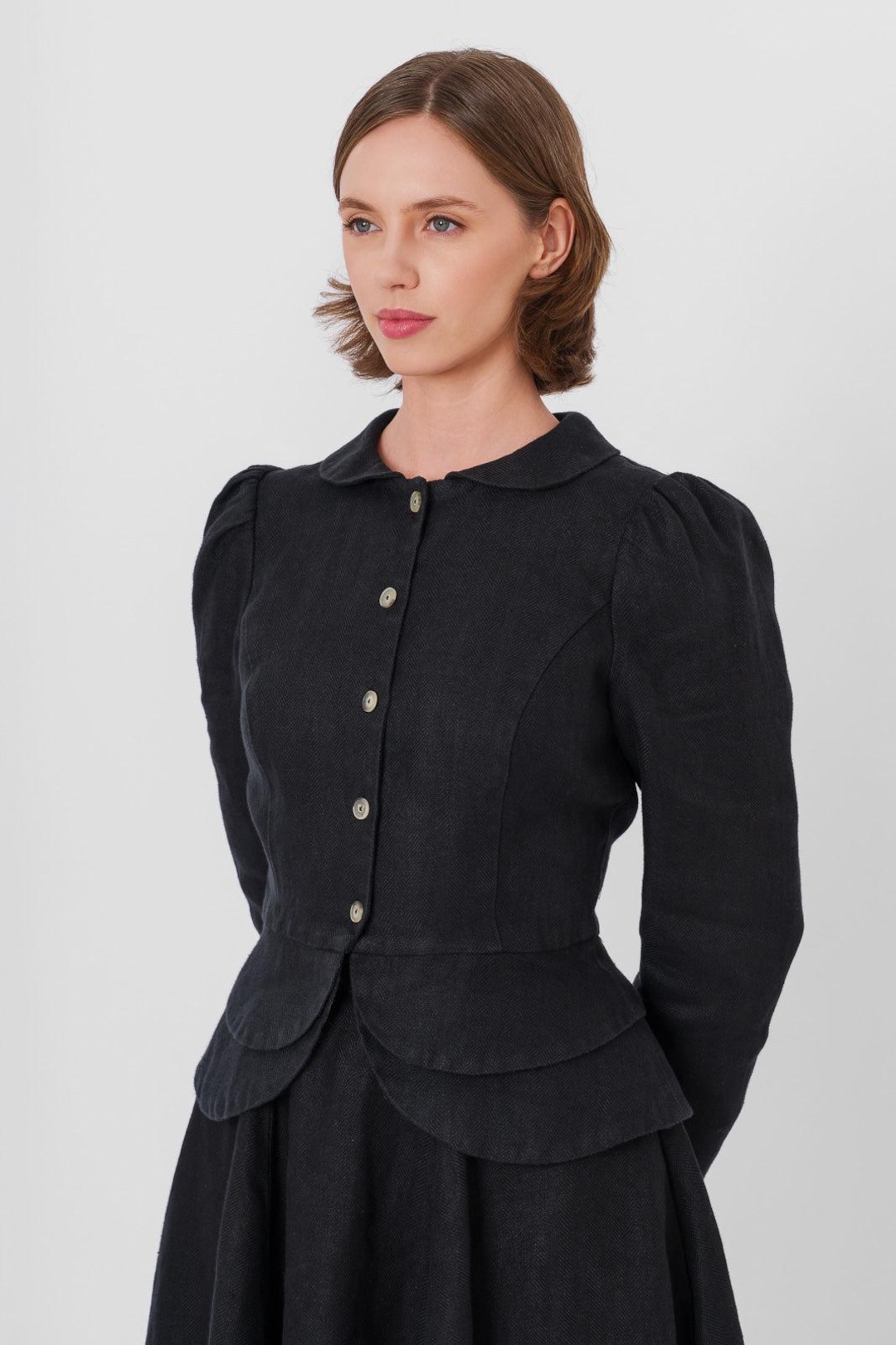 BLACK VICTORIAN JACKET Edwardian Blazer, Twill Linen Jacket, Fall Style ...