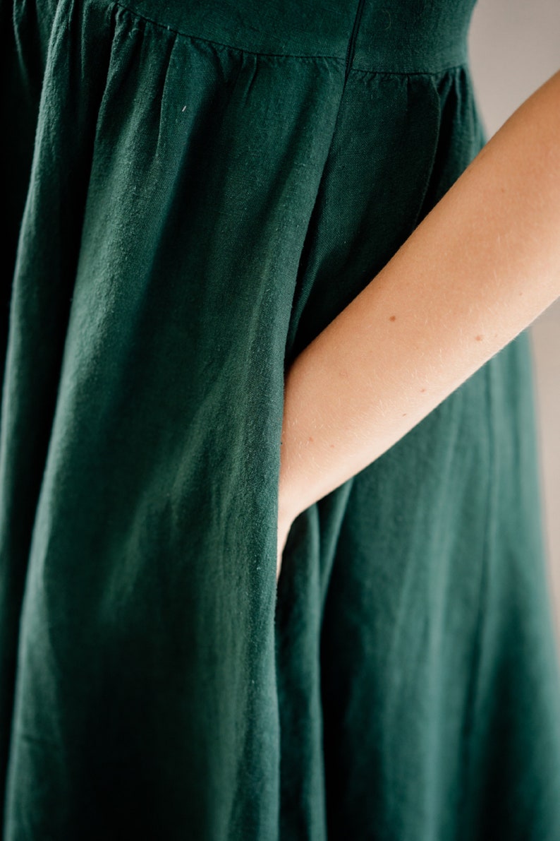 50s LINEN DRESS Peter Pan Collar Dress Plus Size Clothing - Etsy