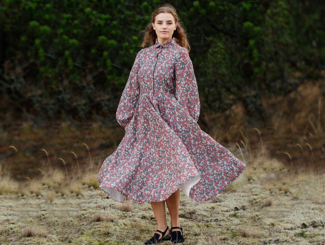 LIBERTY PRINT DRESS Linen Dress Floral Print Dress Long - Etsy