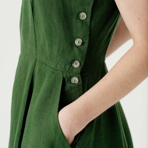 GREEN PINAFORE DRESS | Long Linen Dress, Summer Clothing, Sleeveless ...