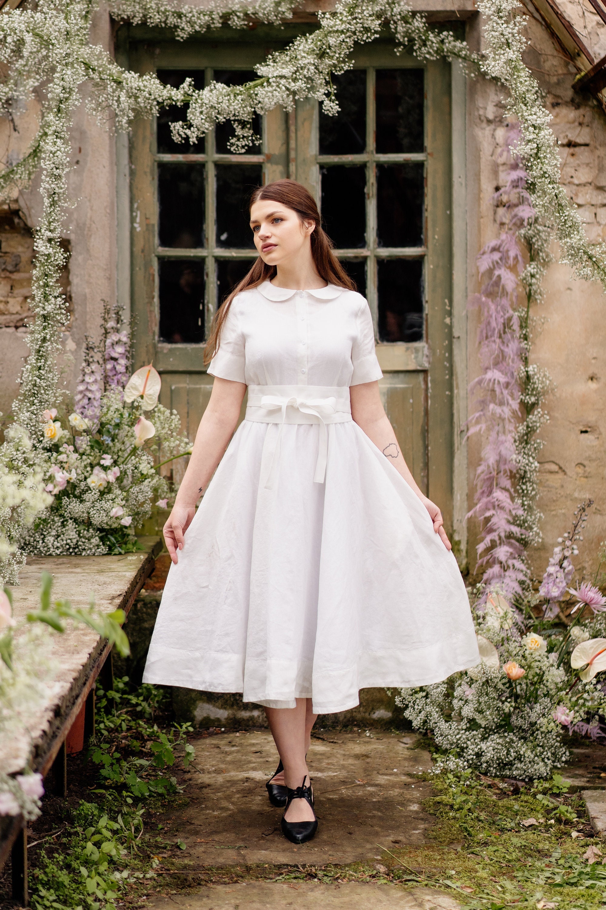 Simple Linen Wedding Dress